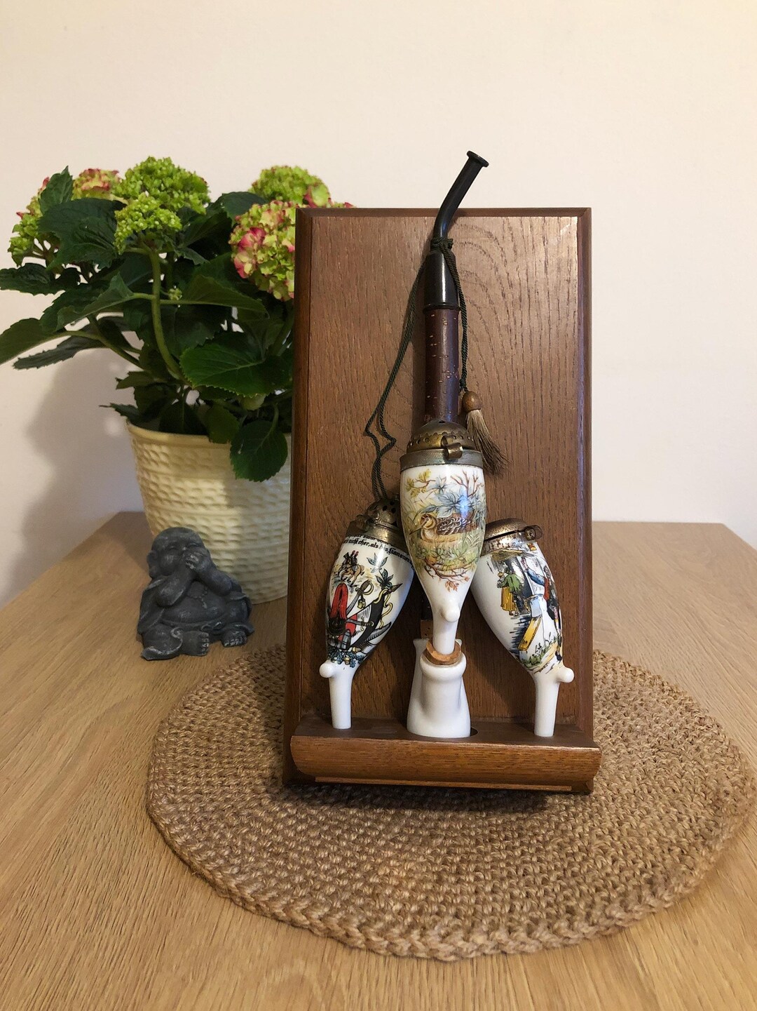 Vintage Bavarian Smoking Pipe Set, Hand-painted Porcelain Gesteckpfeife ...