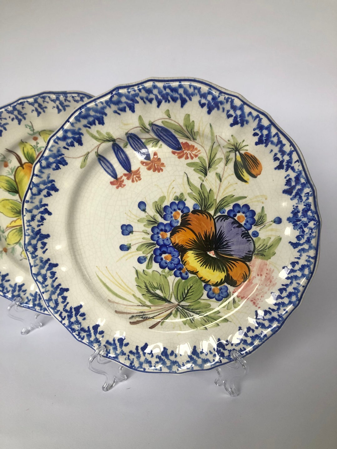 Vintage Italian Plates, Italian Ceramics, Vintage Ceramics, Set of 2 ...