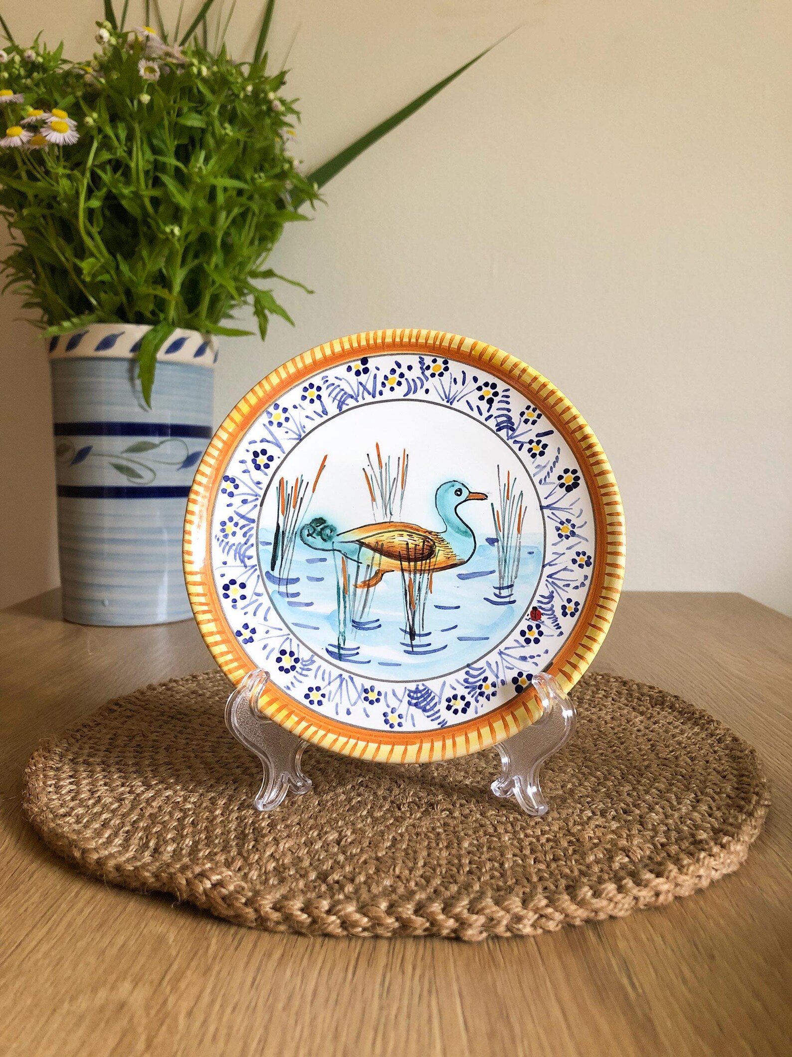 Set of 5 Small Deruta Plates – Hand-painted Italian Ceramics – Birds ...