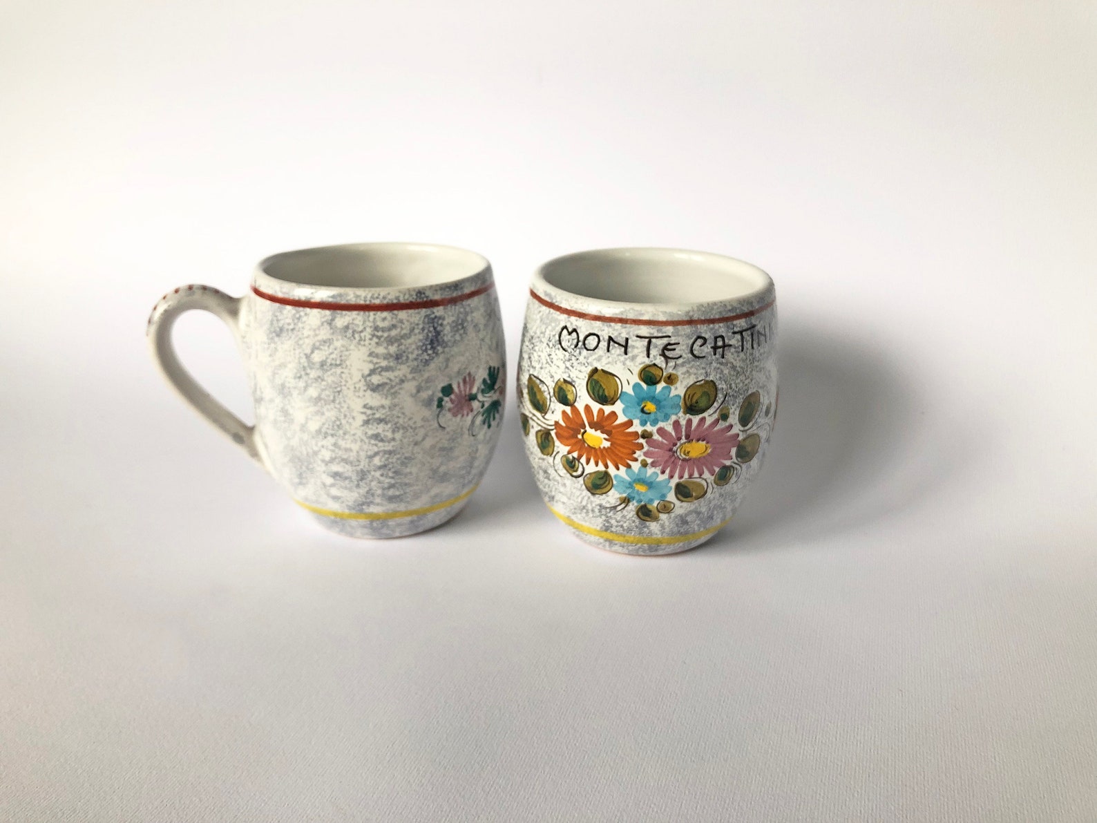Hand Painted Vintage Italian Mugs, Italian Vintage, Pair of Tee Mugs - Etsy