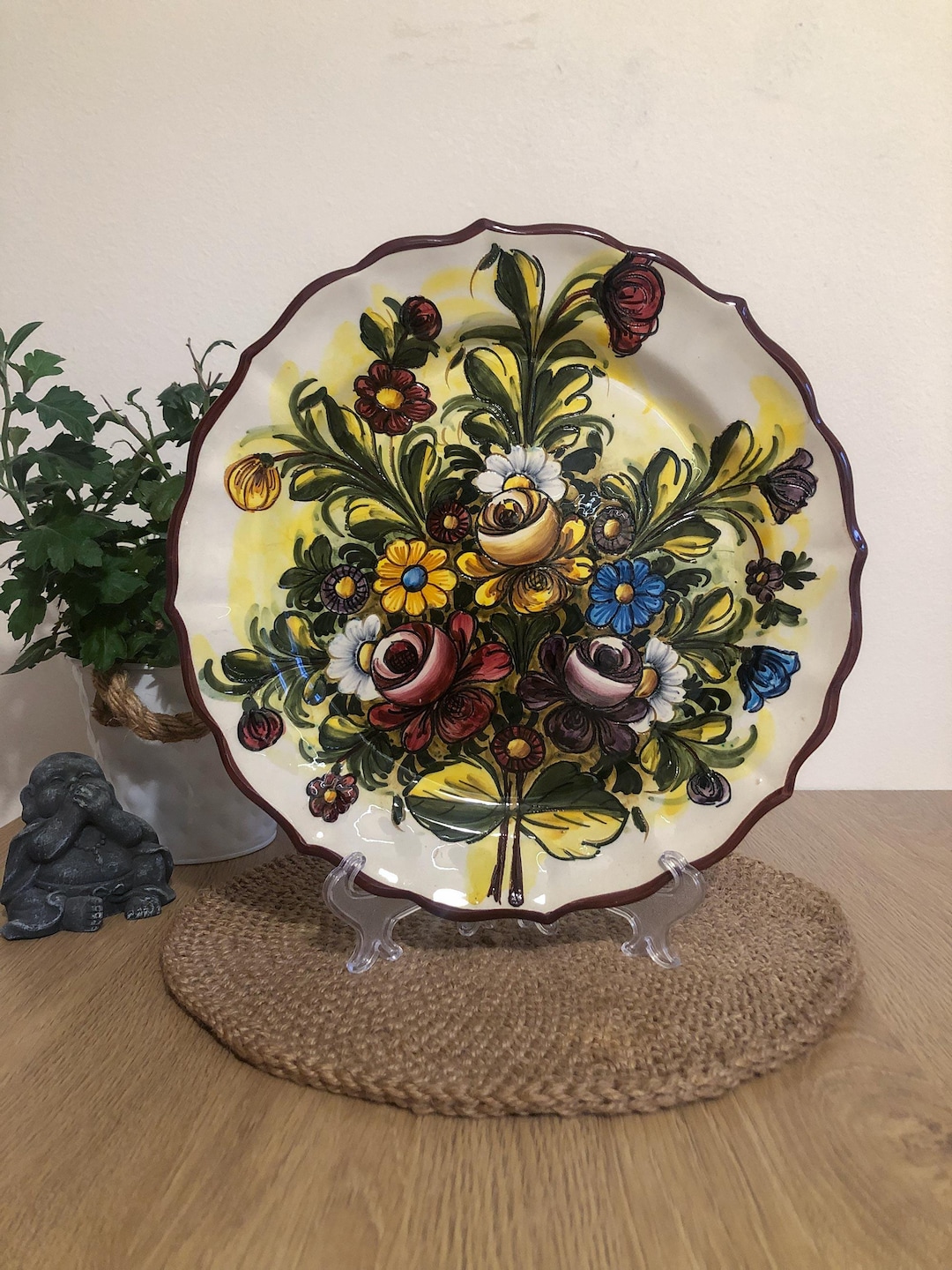 Vintage Castelli Majolica Plate, Hand-painted Italian Ceramic, Floral ...