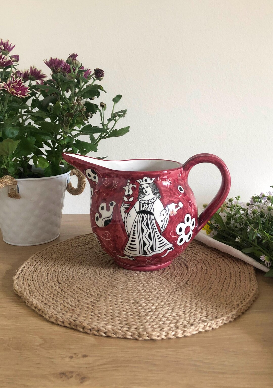 Vintage Deruta Red Majolica Pitcher, Hand-painted Italian Ceramic ...