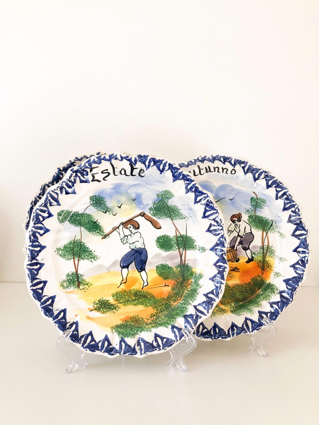 Elegant Vintage Italian Ceramic Plates, Bassano Ceramic Plates, 4 ...