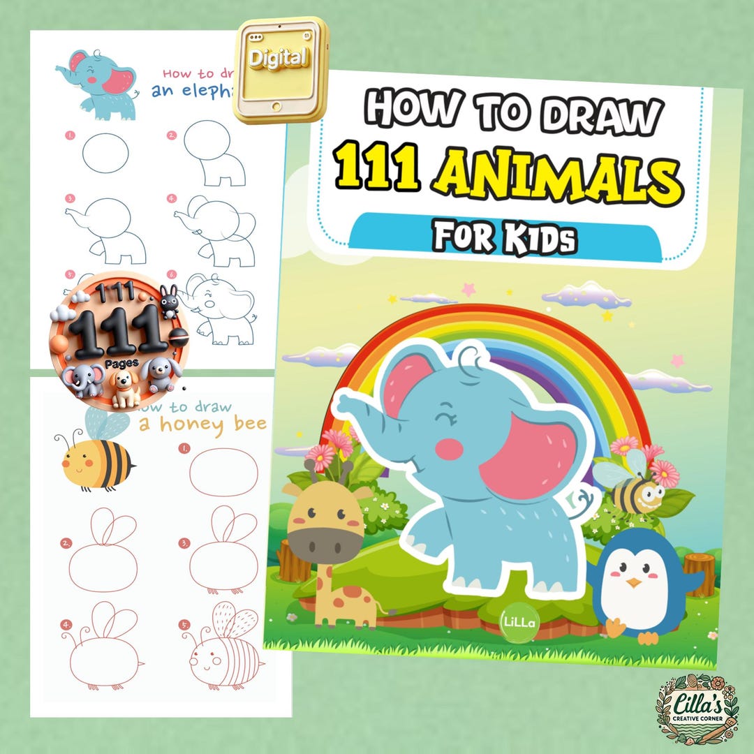 How to Draw 111 Animals – Step-by-step Digital Drawing Book for Kids ...