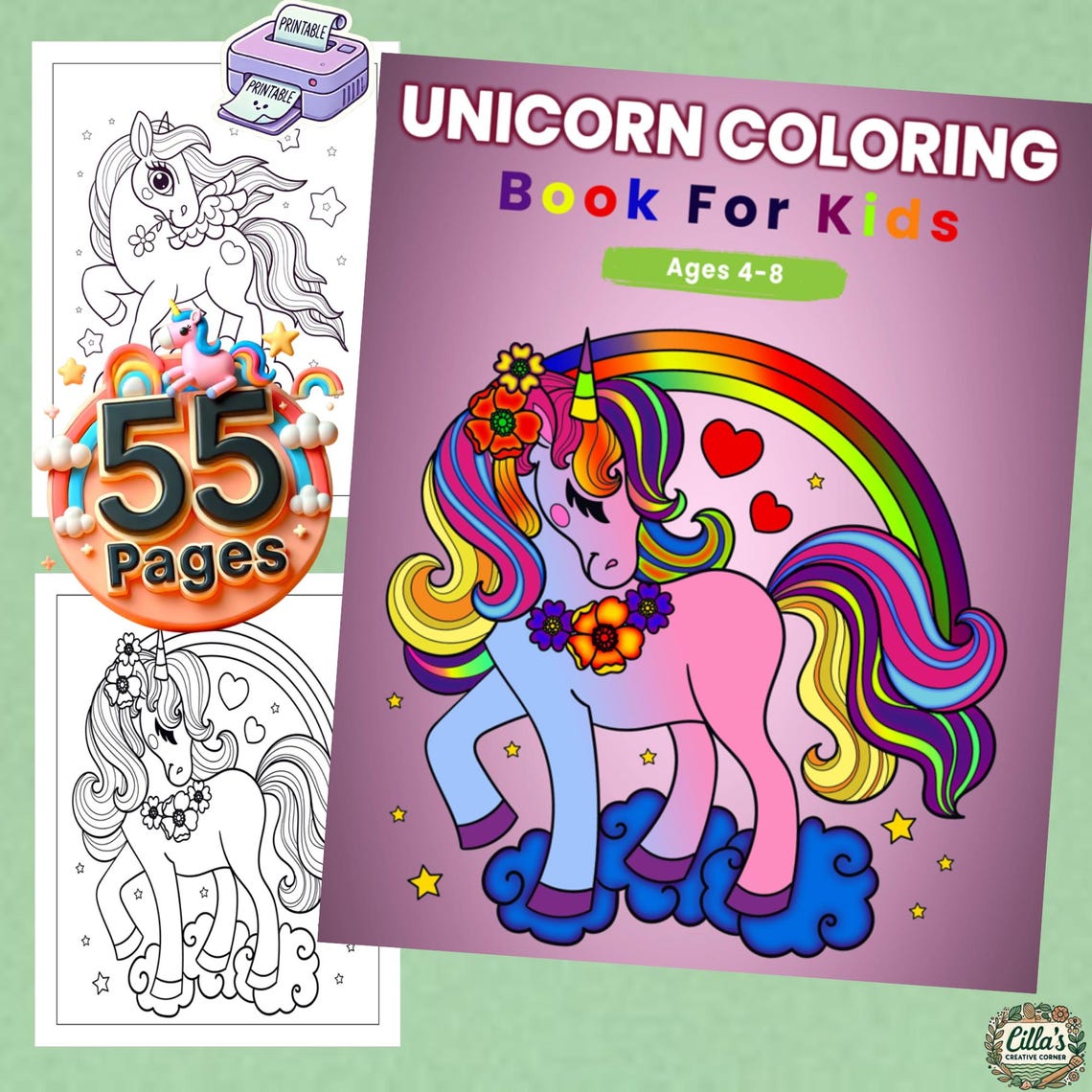 Unicorn Coloring Book – Printable Magical Fun for Kids | 55 Cute ...