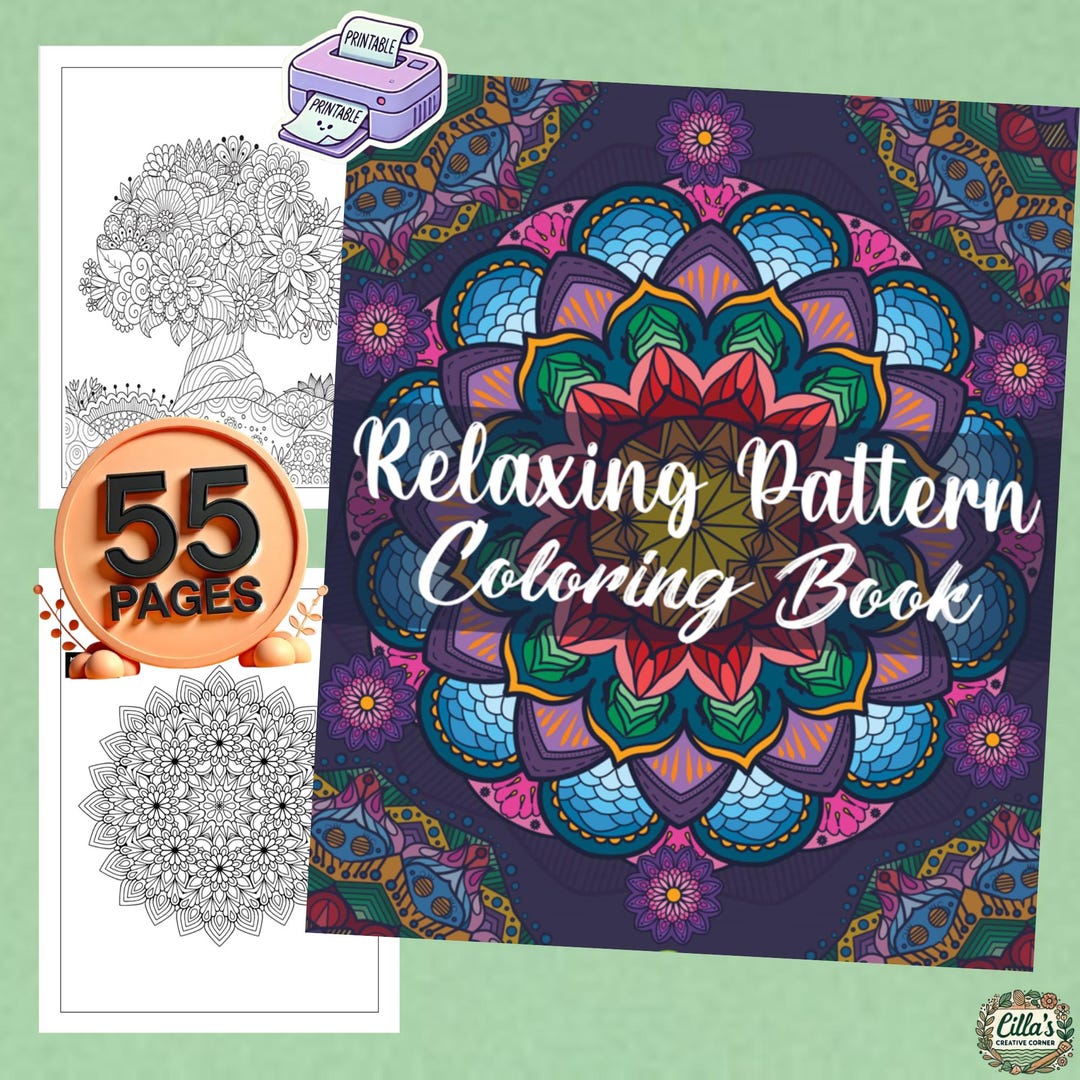 Relaxing Pattern Mandala Coloring Book – Print-at-home | Intricate and ...