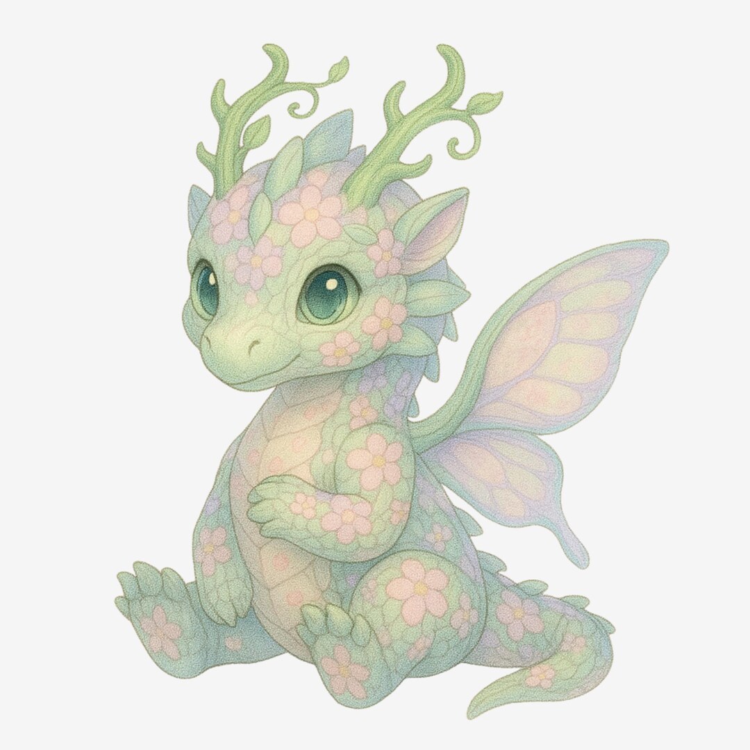 Pastel Flower Dragon PNG Clipart – Cute Baby Fairy Dragon With Wings ...
