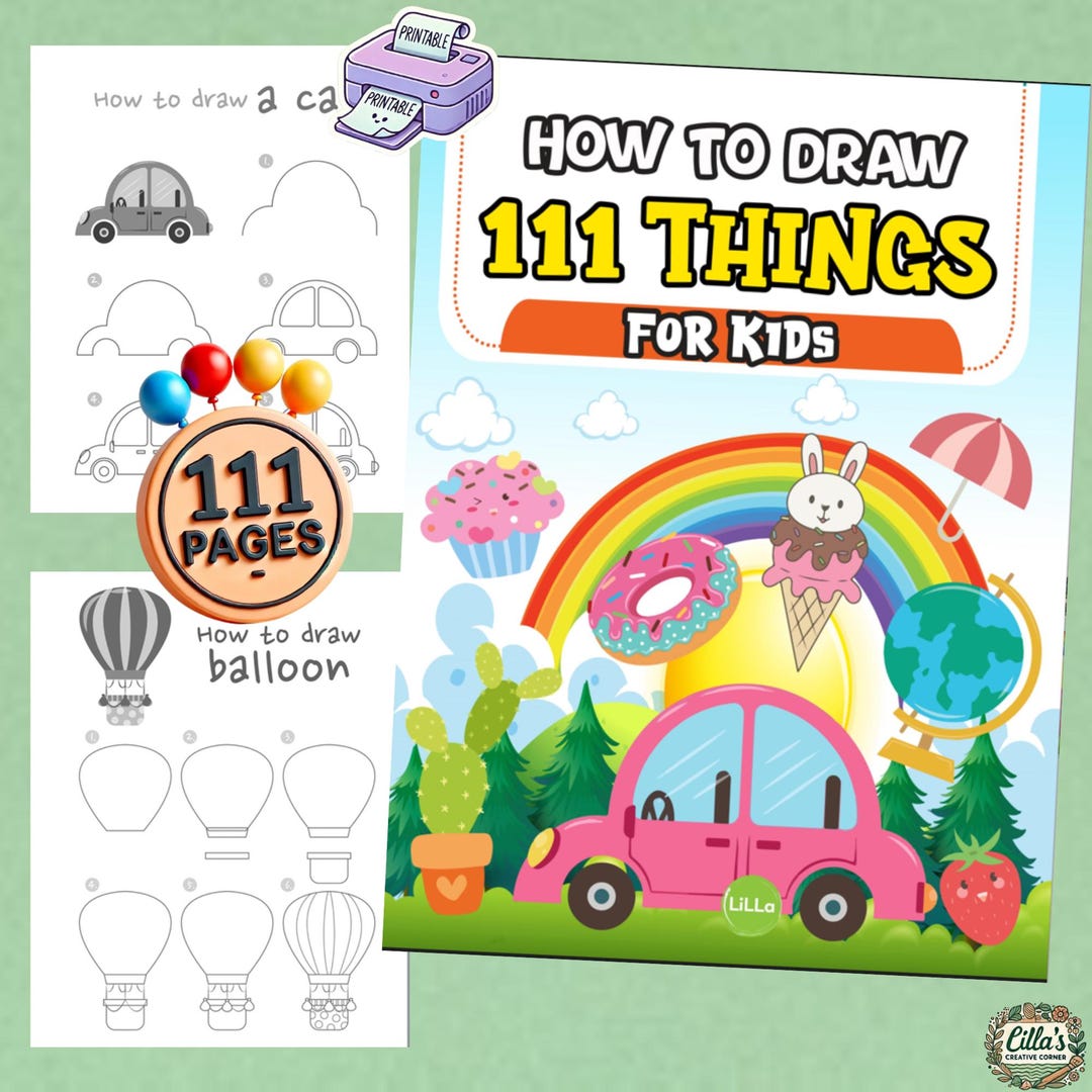 How to Draw 111 Things – Step-by-step Drawing Book for Kids | Printable ...