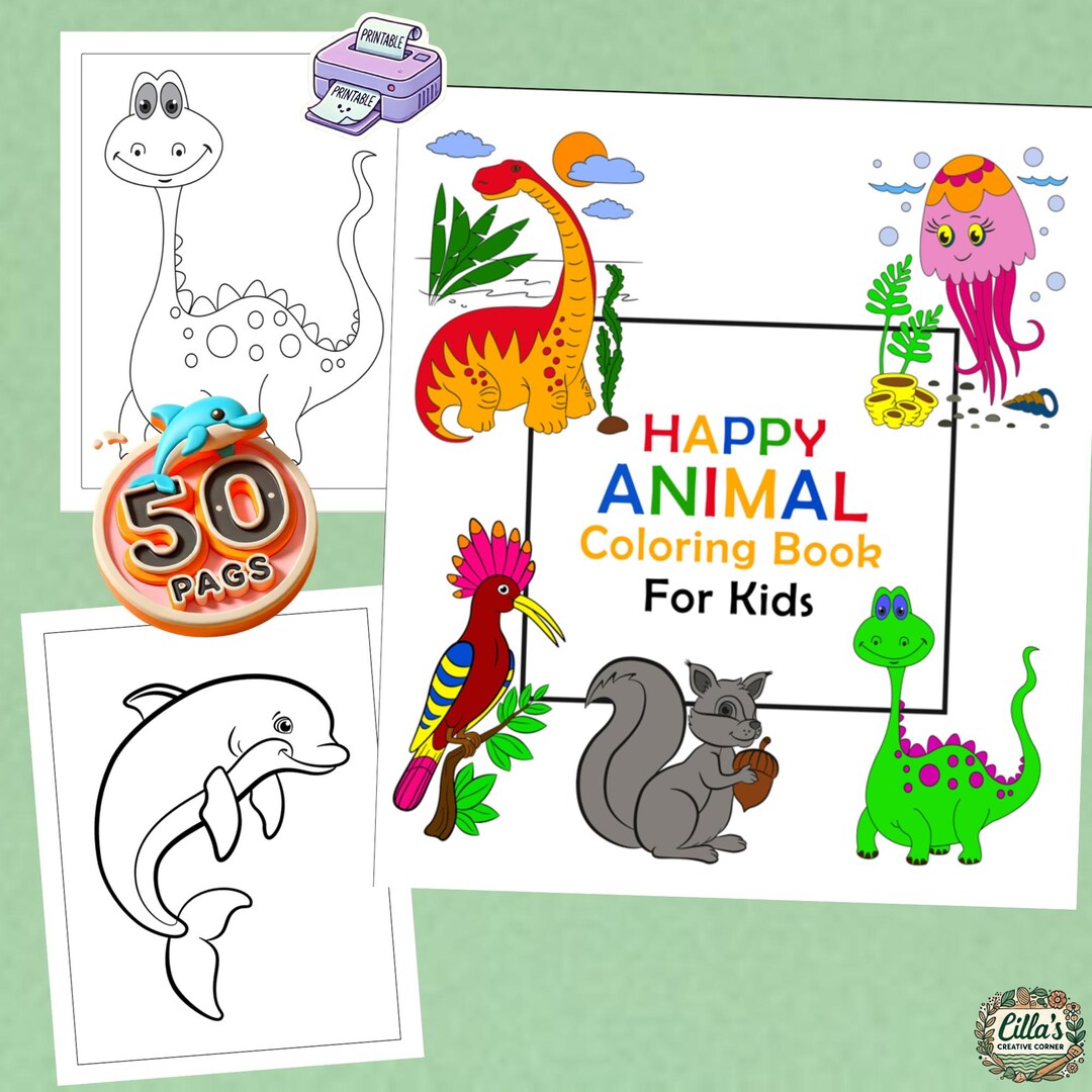 Happy Animal Coloring Book for Kids | Printable Fun for Toddlers ...