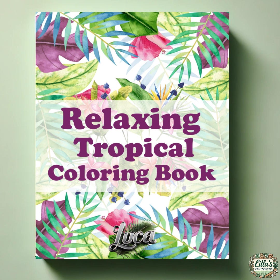 Personalized Tropical Coloring Book for Adults - Printable Exotic ...