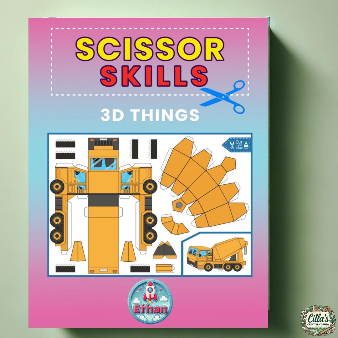Personalized 3D Scissor Skills Things Book for Kids - Printable Paper ...