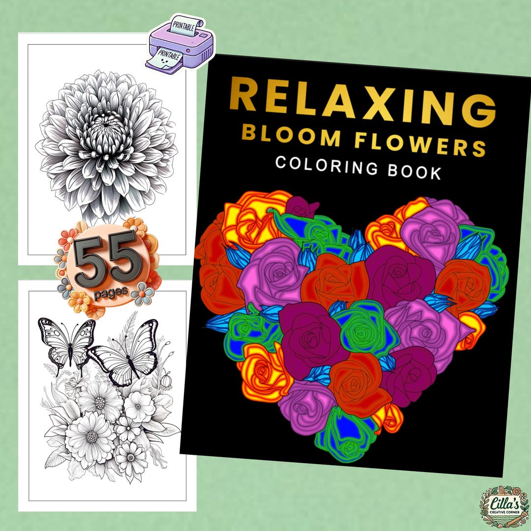 Relaxing Coloring Book Bloom Flower – Print-at-home | 55+ Stunning ...