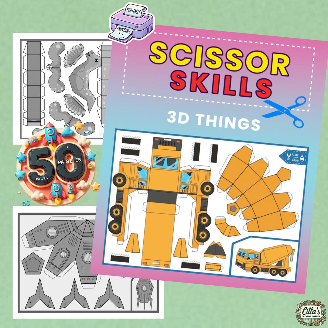 Scissor Skills 3D Things – Fun Cutting Activity for Kids | Printable ...