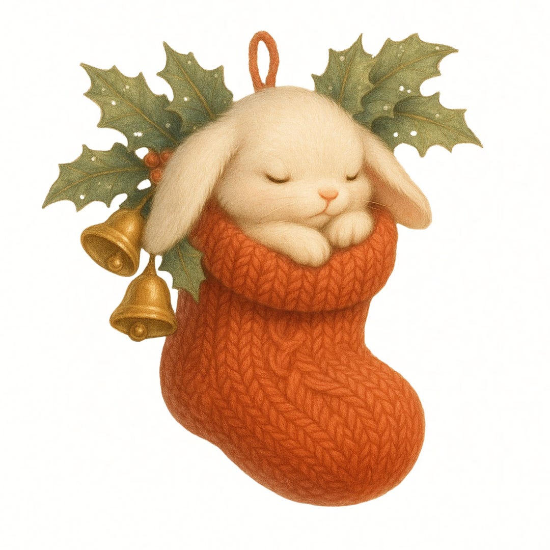 Cozy Stocking Bunny PNG – Cute Christmas Rabbit Clipart – Soft Winter ...
