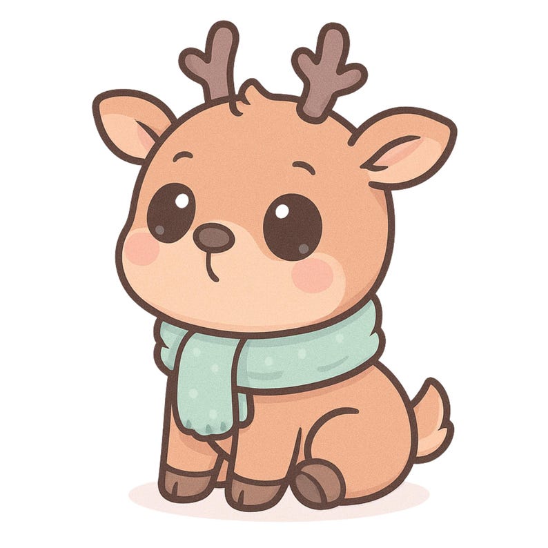 Cute Christmas Reindeer Png,kawaii Baby Deer Clipart,pastel Kids ...