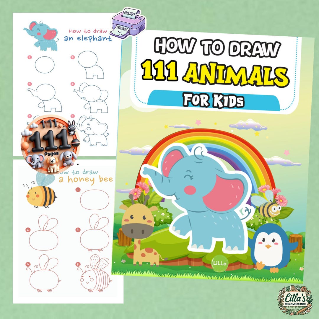 How to Draw 111 Animals – Color Edition | Printable Drawing Guide for ...