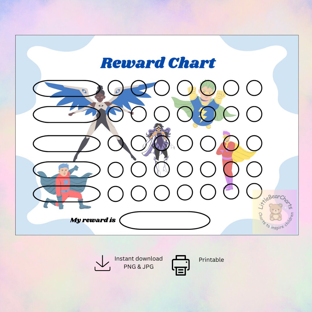 Customizable Superhero Reward Chart Encourage Positive Behavior in ...