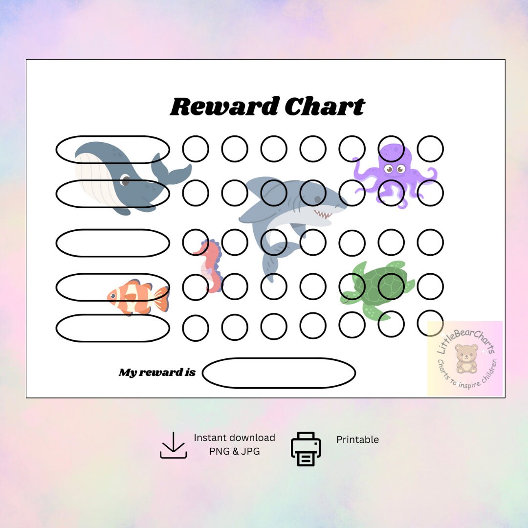 Sealife Theme Reward Chart, Fun and Motivation Digital Download - Etsy