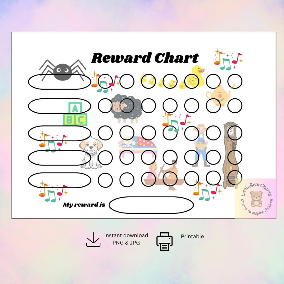 Nursery Rhyme Reward Chart Digital Download Encourage Good Behavior in ...