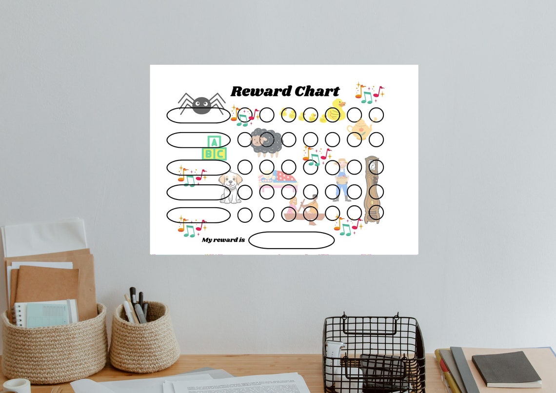 Nursery Rhyme Reward Chart Digital Download Encourage Good Behavior in ...