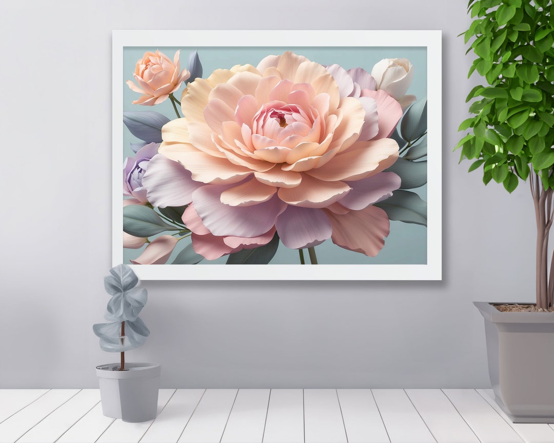 Pastel Petals: 3D Roses Digital Poster for Modern Elegance in Every ...