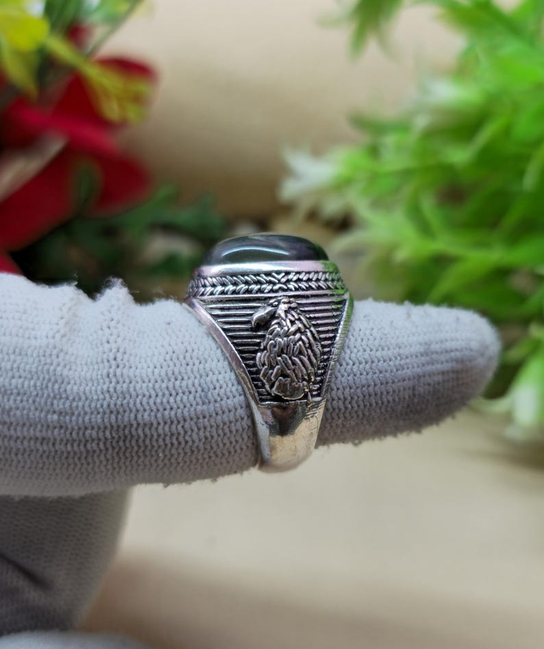 Turkish Eagle Design Men's Rings: Natural Prehnite Statement Ring ...