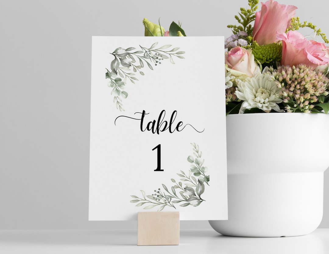 Greenery Wedding Table Numbers, Wedding Table Numbers, Wedding ...