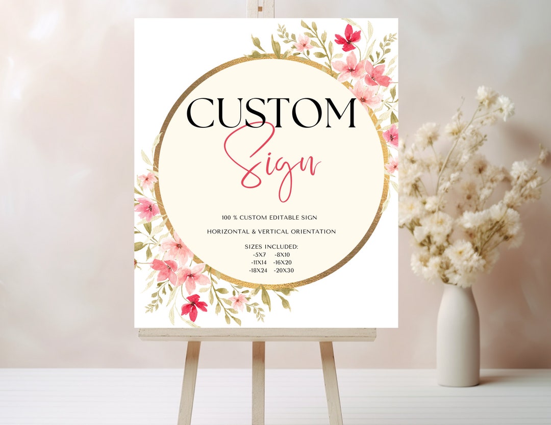 Pink & Gold Custom Sign, Custom Printable Signs, Bridal Shower Custom ...