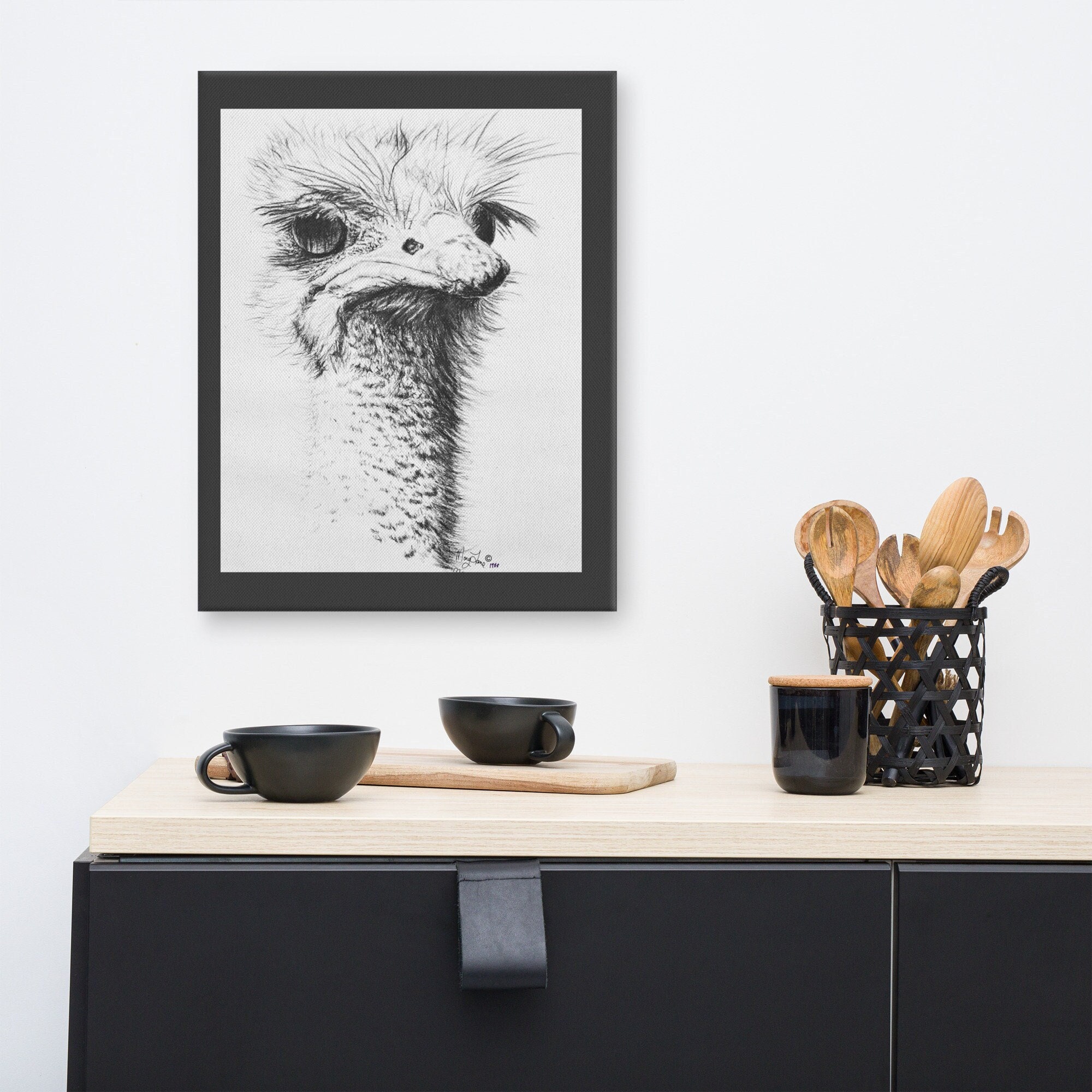 Ollie the Ostrich on Canvas 16 X 20 - Etsy