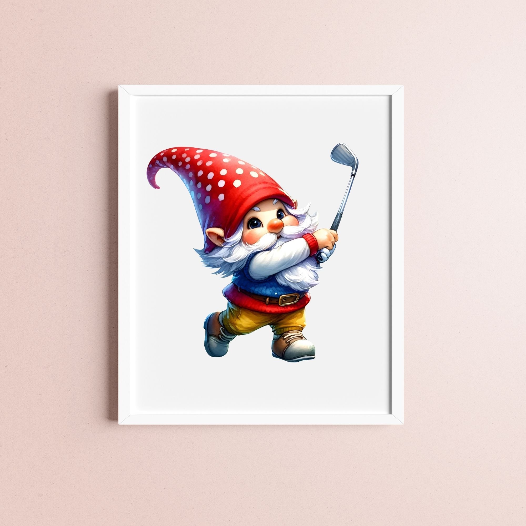 Gnome Playing Golf Clipart PNG, Golf Clipart, Watercolor Gnome, Golf ...