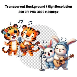 Watercolor Animals Music Clipart PNG, Musical Animals Clipart, Animal ...