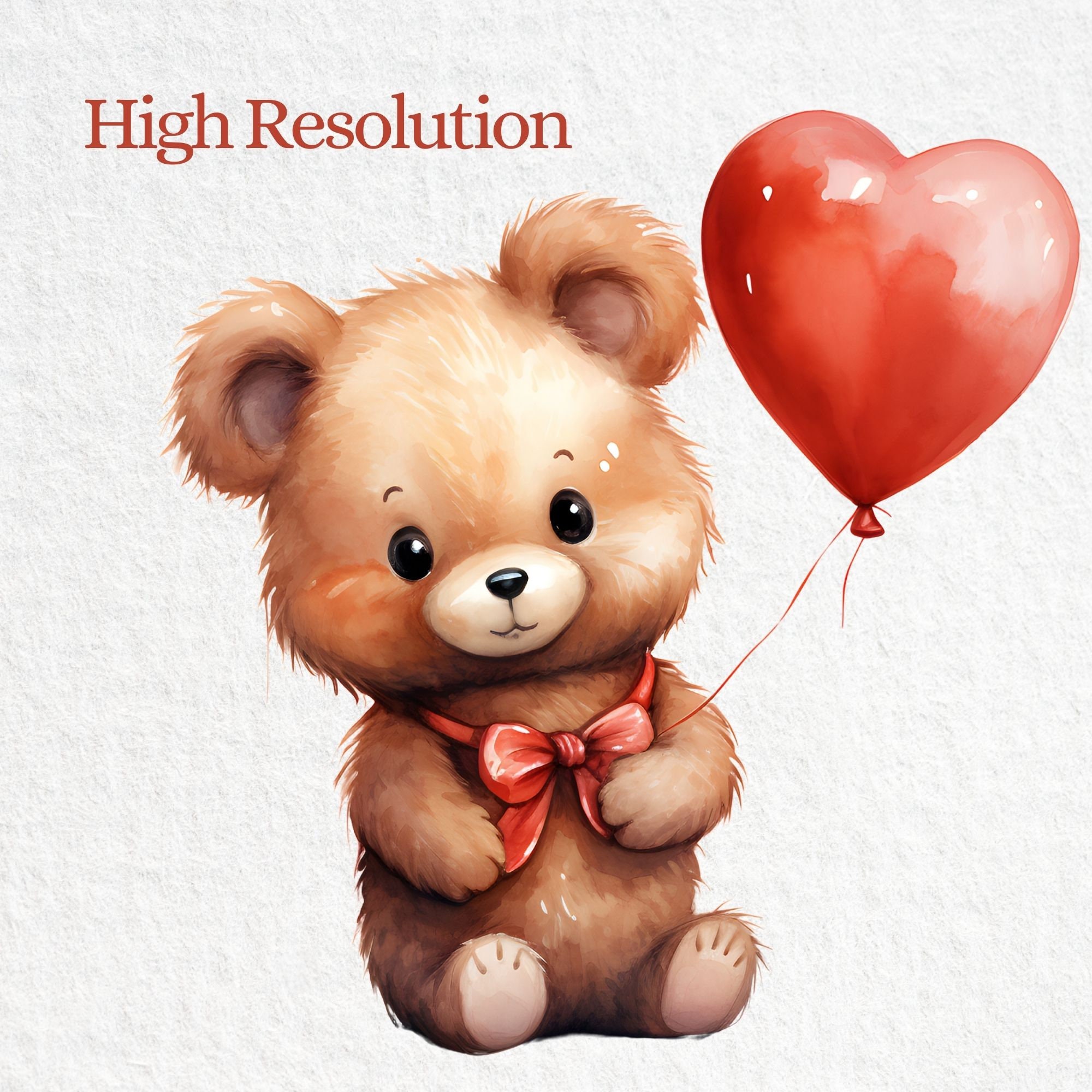Watercolor Valentines Teddy Bear Clipart, 40 PNG Valentines Day Clipart ...