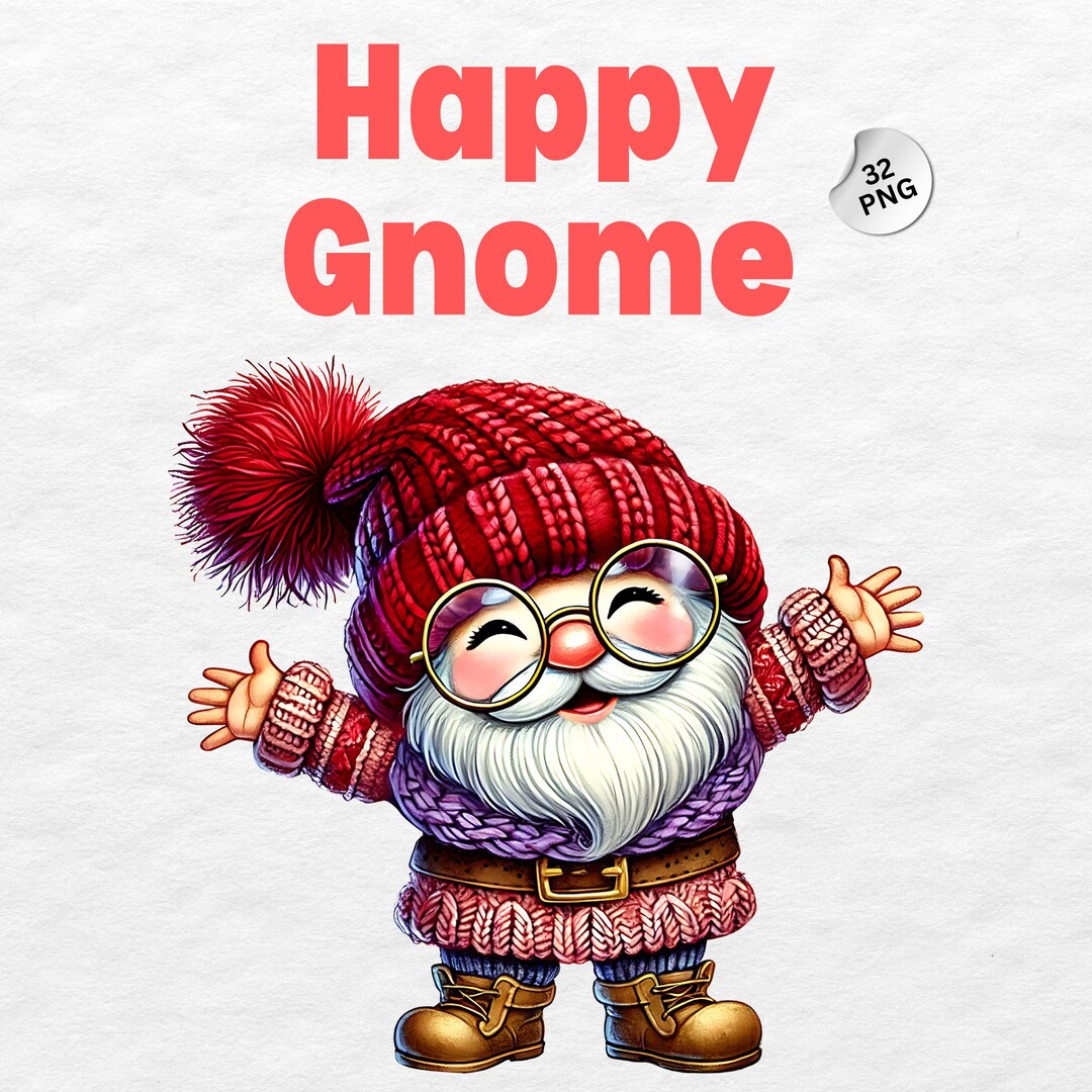 Happy Gnome Clipart PNG, Joyful Gnome, Guy Gnome Print, Gnome Clipart ...