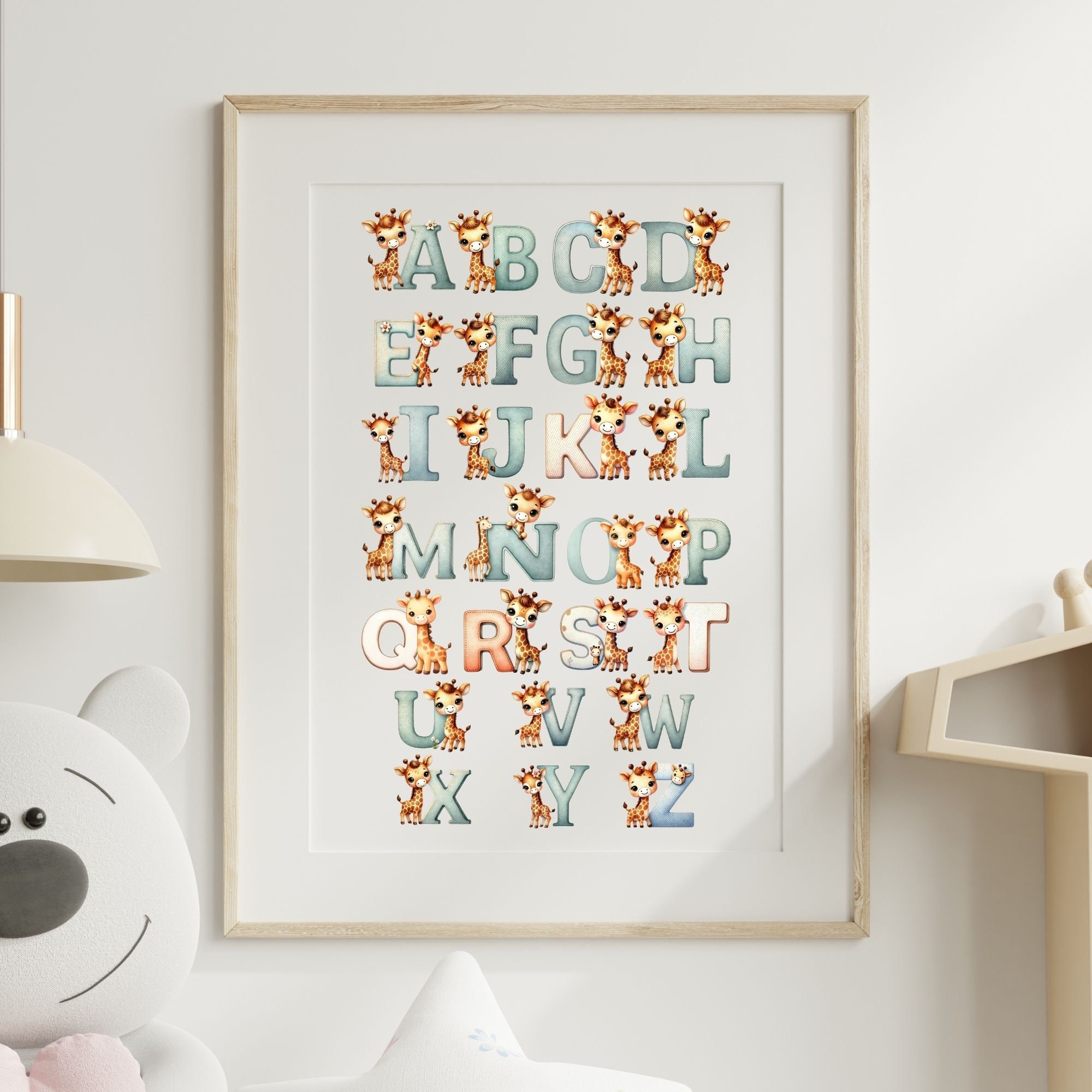 Watercolor Giraffe Alphabet Clipart: A-Z PNG Letters, Nursery Decor ...