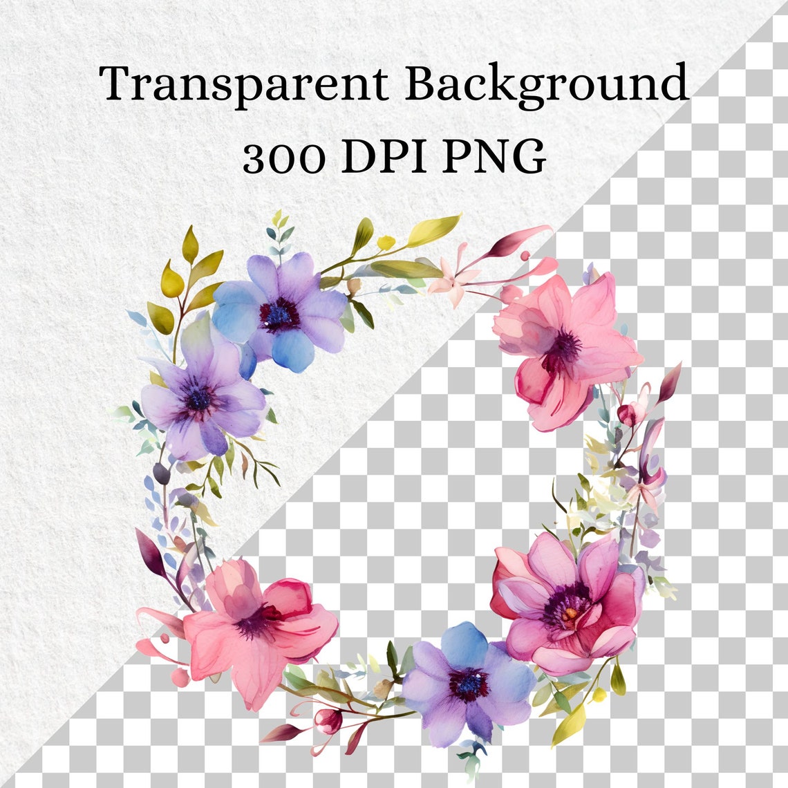 30 Watercolor Flower Wreath Clipart, Flower Wedding, Floral Wreath ...
