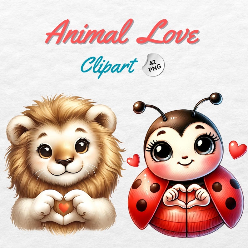 Watercolor Animal Love Clipart Bundle, Nursery Decor (digital Download ...