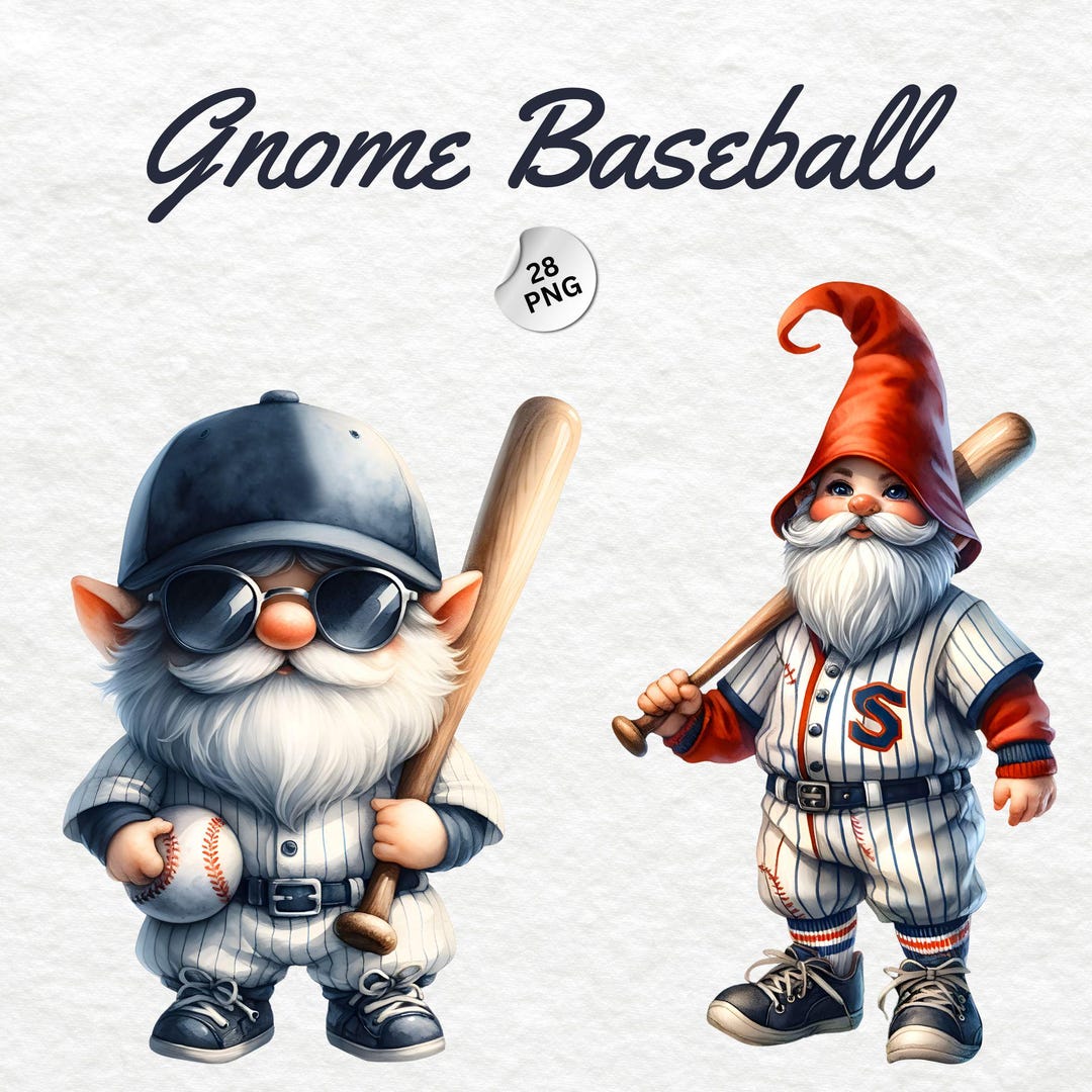 Baseball Gnome Clipart Bundle: Watercolor Sport Gnomes (digital ...