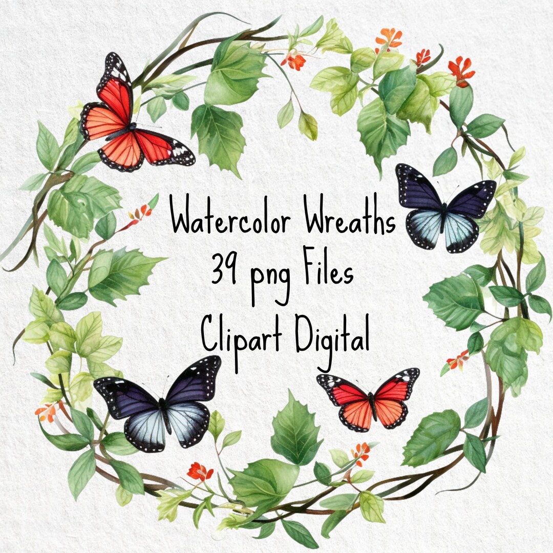 Watercolor Floral Wreath Clipart, Floral Clipart, Wedding Clipart ...