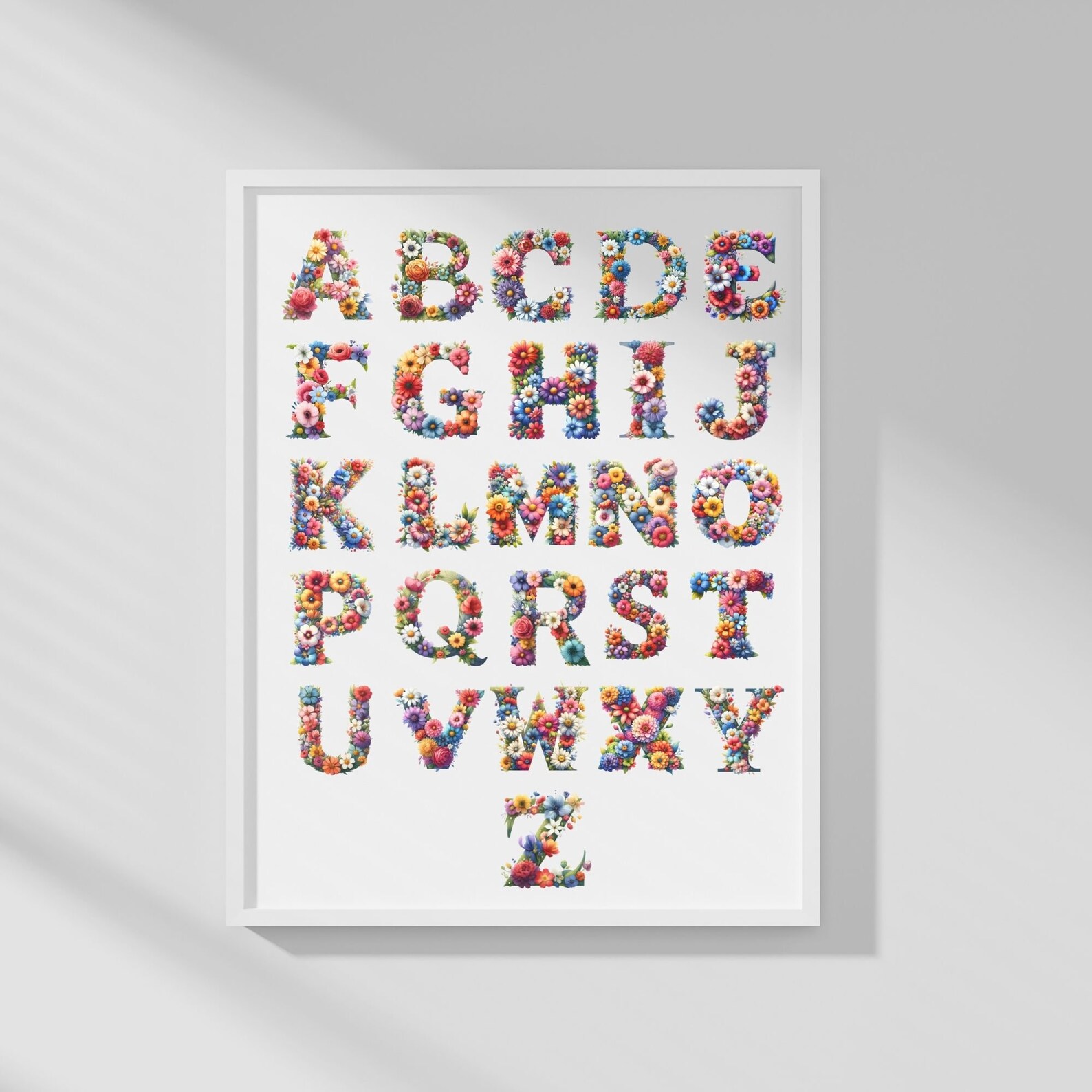 Watercolor Flower Alphabet Clipart, Watercolor Floral Alphabet, Floral ...