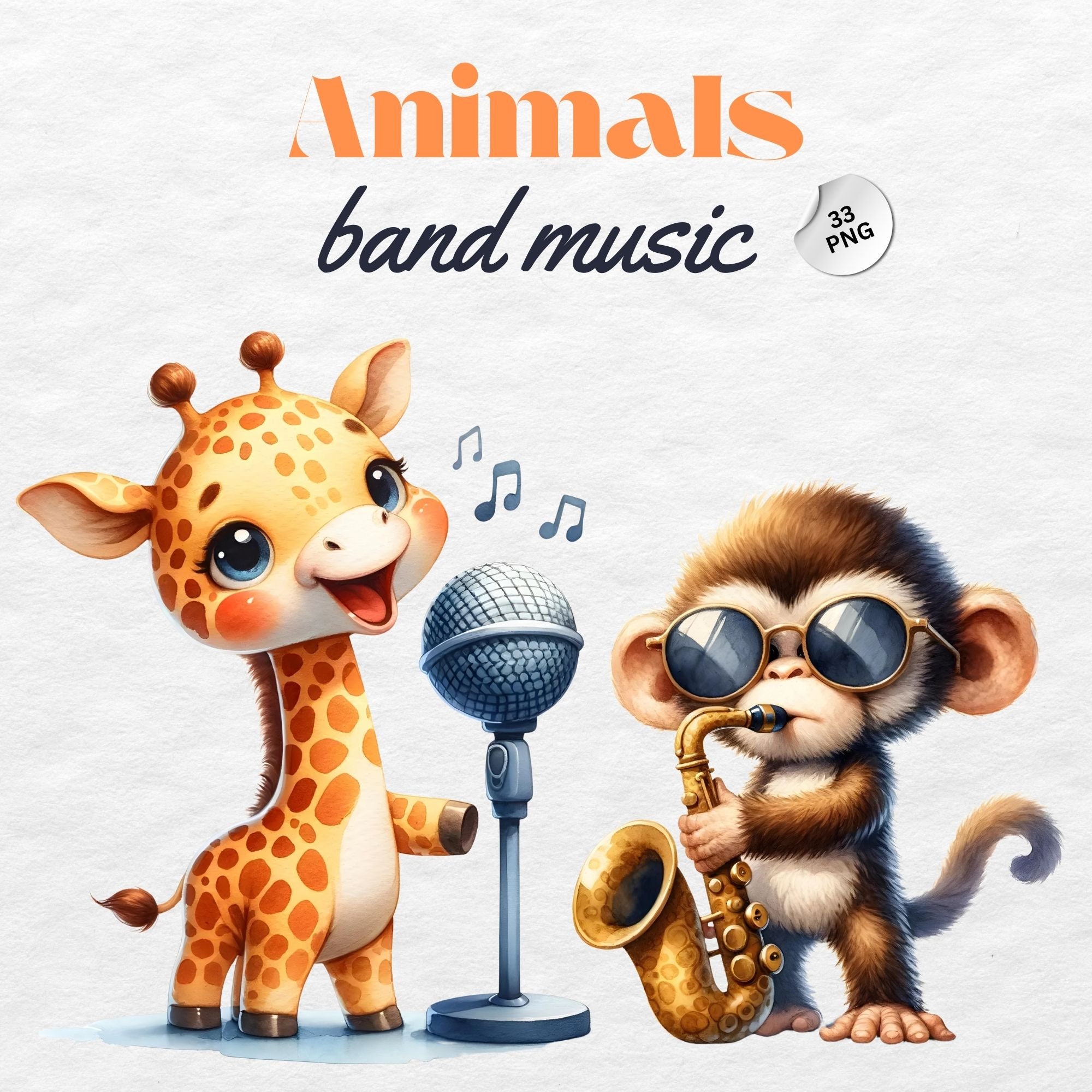 Baby Animals Music Band Clipart, Musical Animals Clipart, Animals ...
