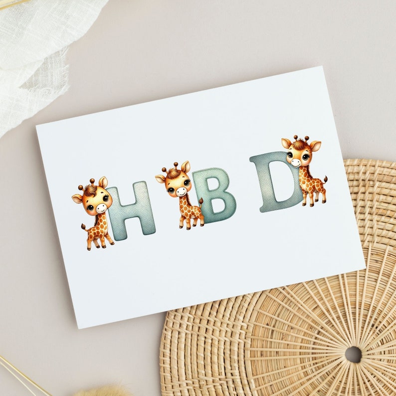 Watercolor Giraffe Alphabet Clipart: A-Z PNG Letters, Nursery Decor ...