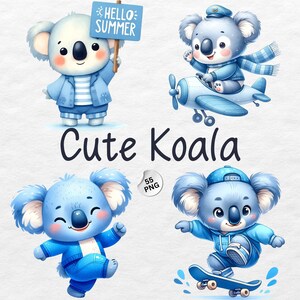 Watercolor Baby Koala Clipart, Cute Koala Bear PNG, Nursery Decor, Baby ...