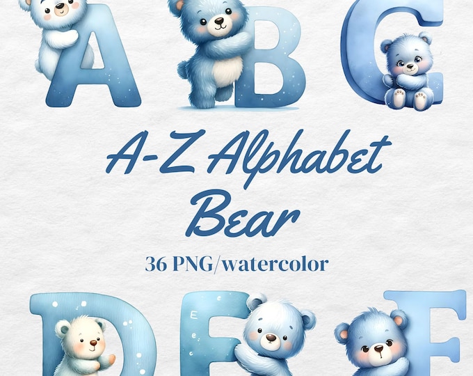 Alfabeto de oso de acuarela en PNG para uso comercial descarga ...