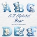 Watercolor Teddy Bear Alphabet A-Z Clipart, Alphabet Png, Nursery Decor ...