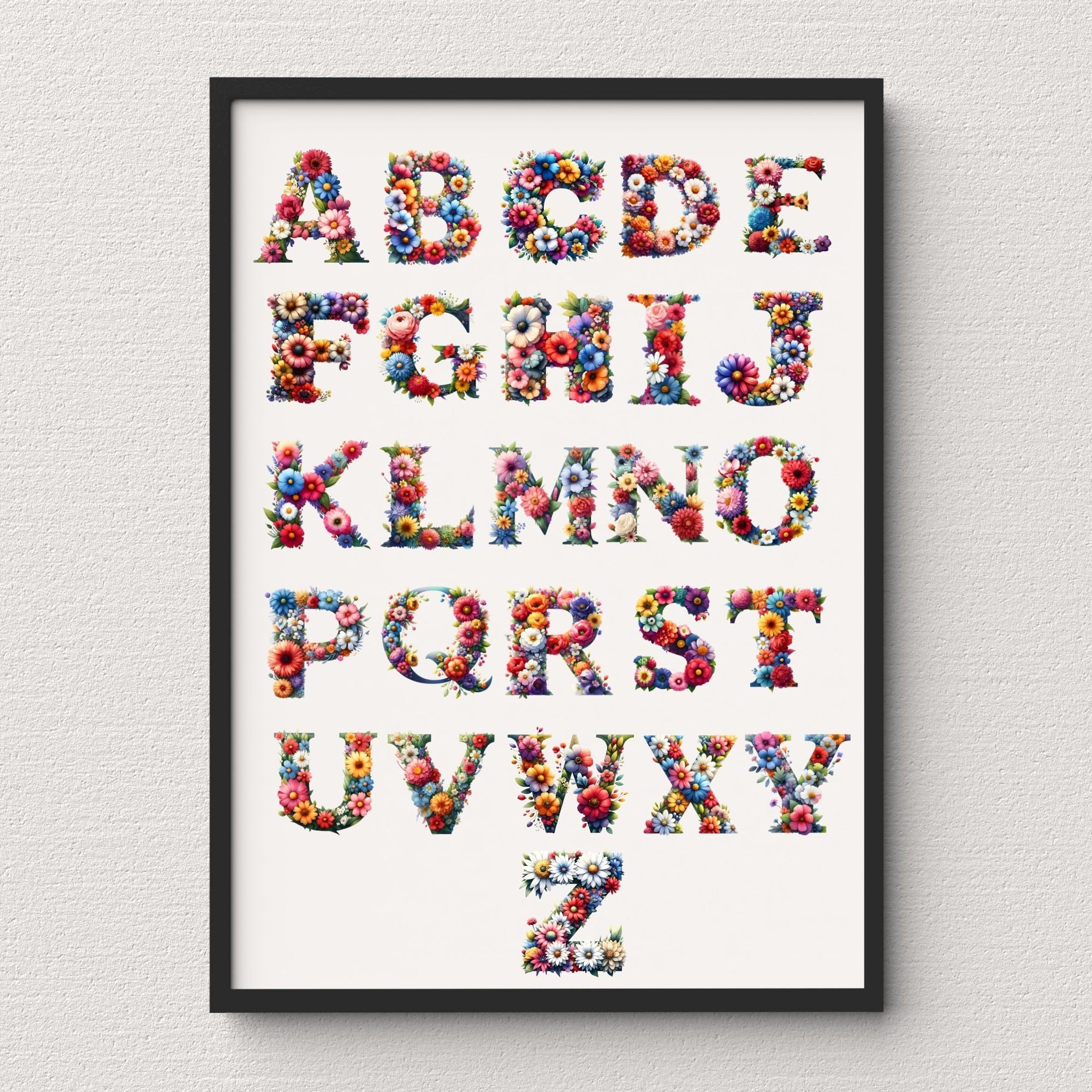 Watercolor Floral Alphabet Clipart: Flower Font (PNG, Digital Download ...