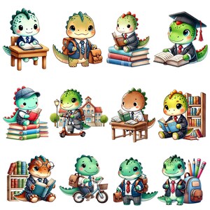 Watercolor Dinosaur School Clipart Png, Nursery Decor, Dinosaur Back to ...