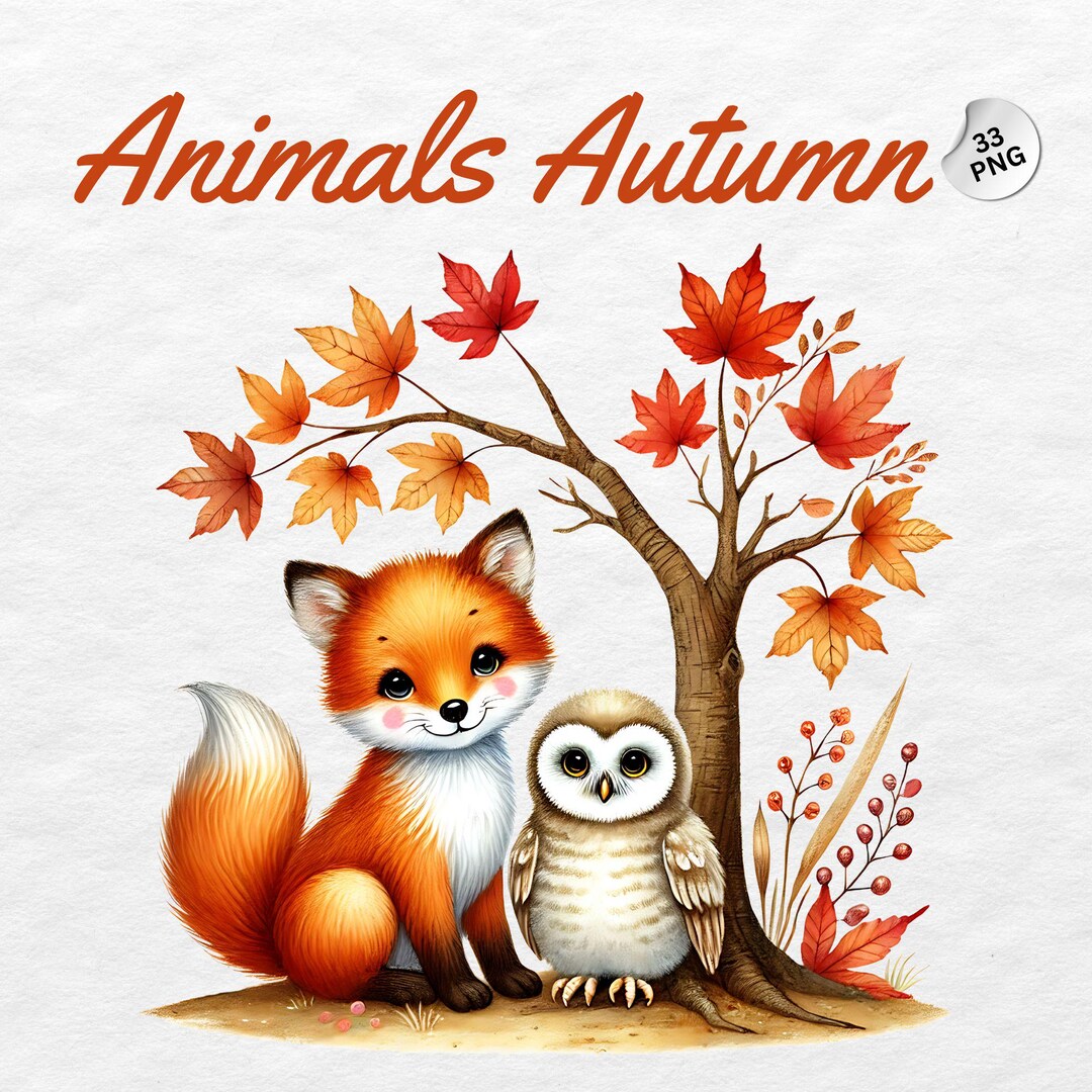 Watercolor Autumn Animals Clipart PNG, Cute Fall Animals, Animals ...