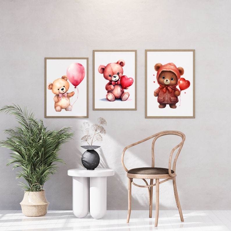 Watercolor Valentines Teddy Bear Clipart, 40 PNG Valentines Day Clipart ...