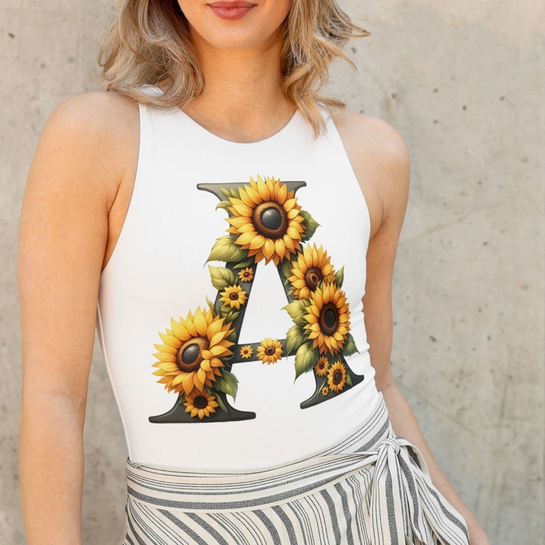 Sunflower Alphabet Clipart, Watercolor Floral Alphabet, Sunflower Font ...