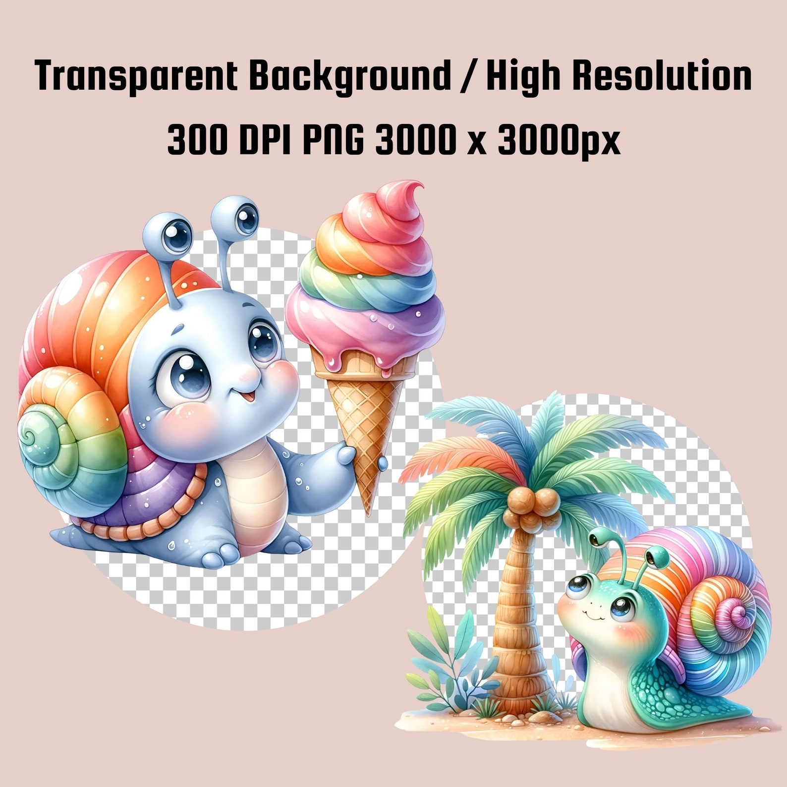 Watercolor Cute Snail Clipart, Summer Snail Nursery, Funny Snail Bundle ...